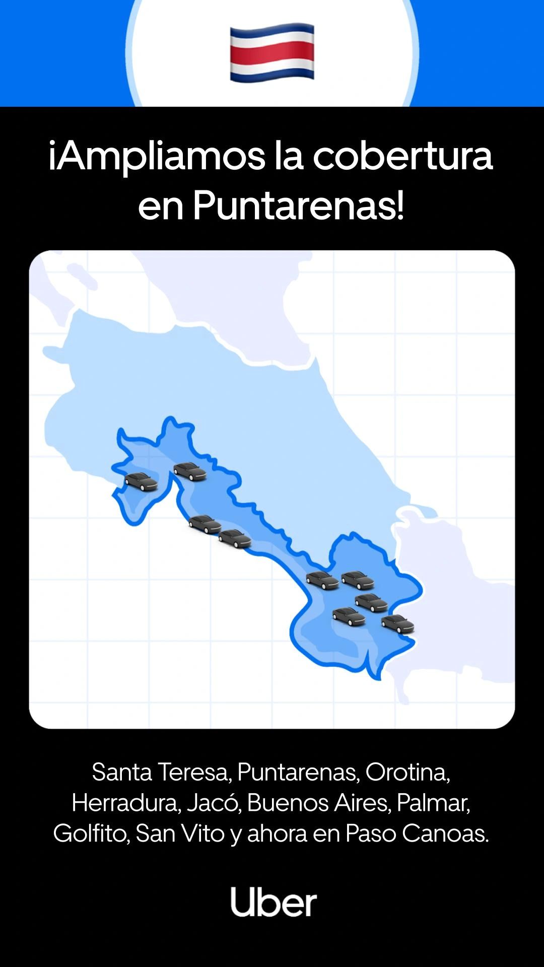 Uber amplía su cobertura hasta la frontera con Panamá