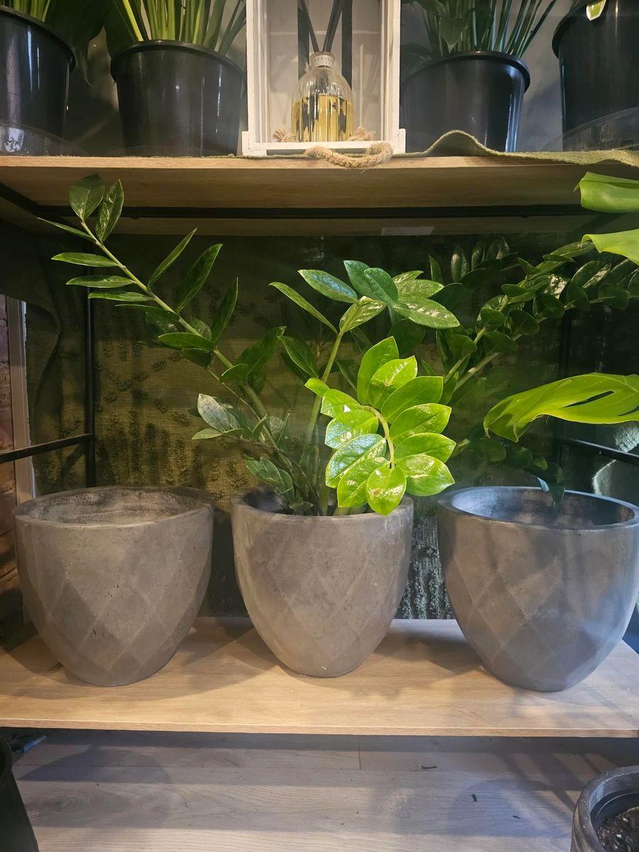 Grey textured pots