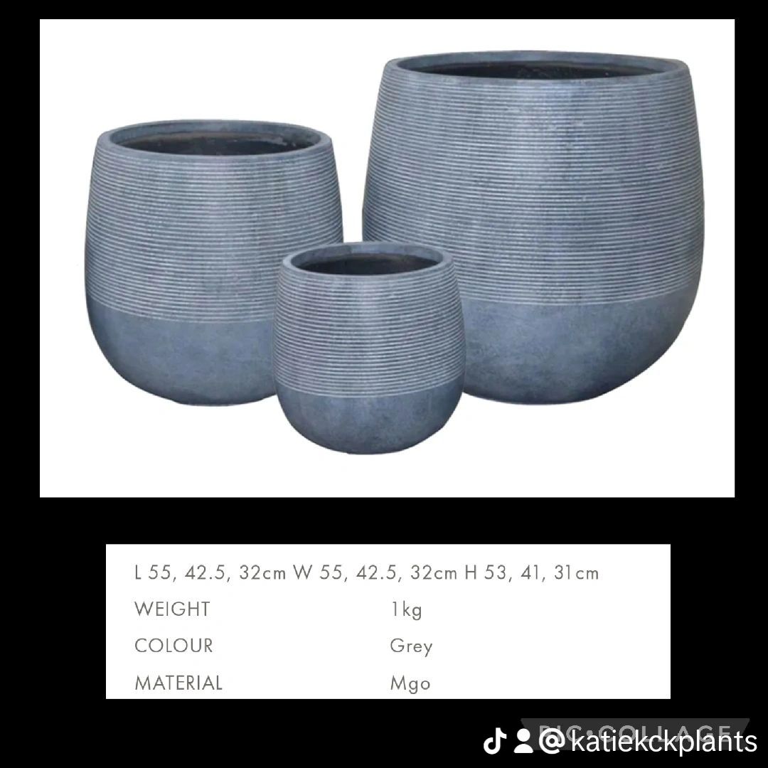 Blue/Grey ribbed pots
