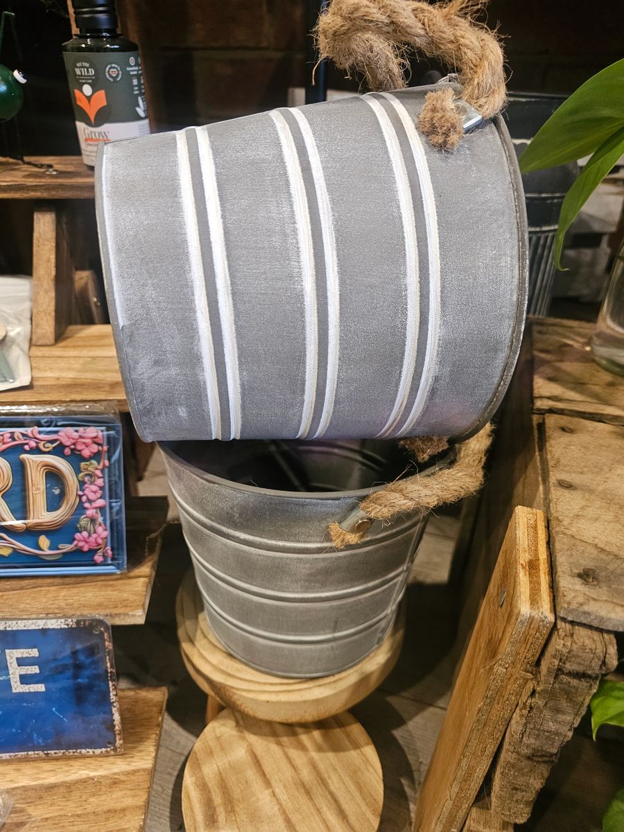 Metal pots with rope handles