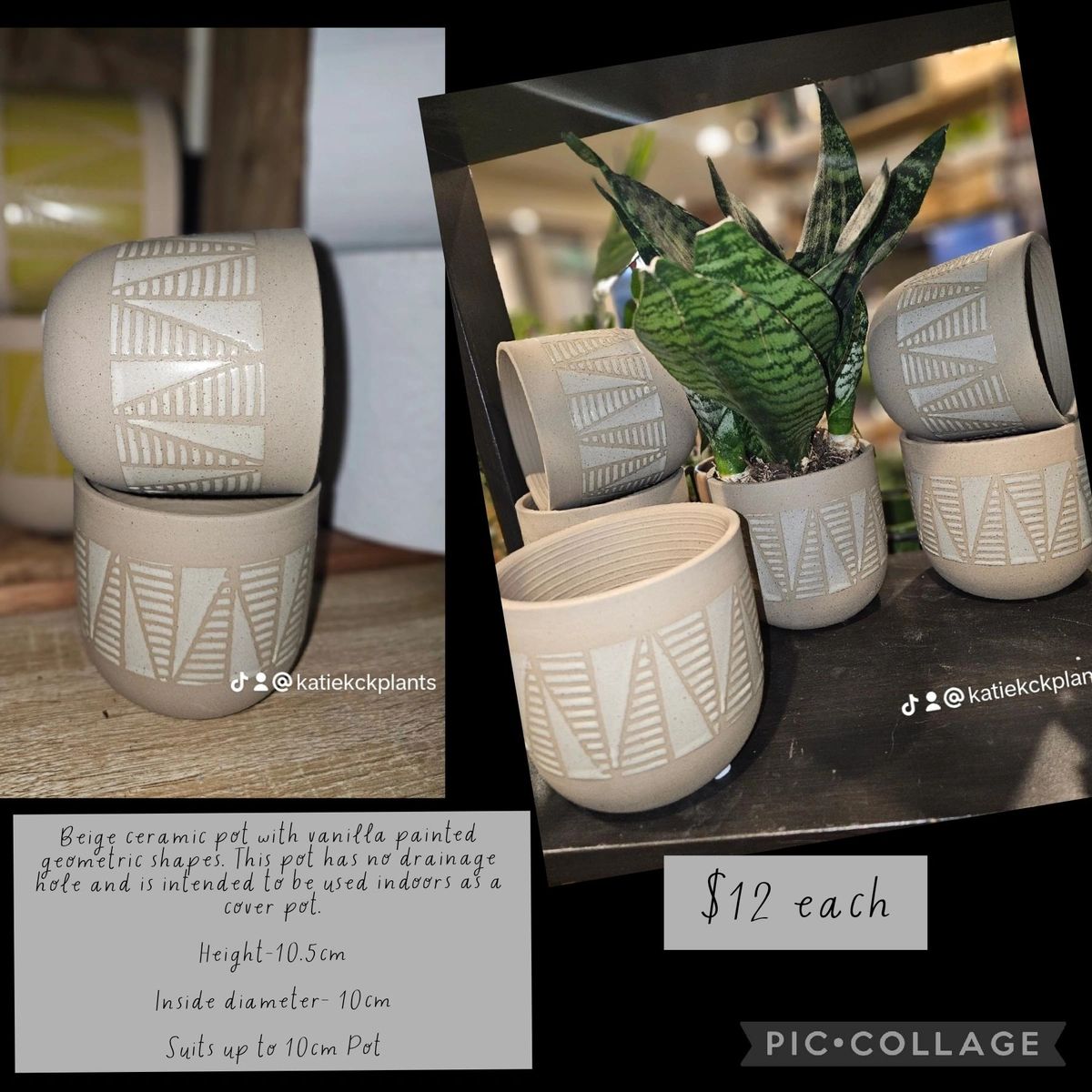 Beige ceramic cover pot