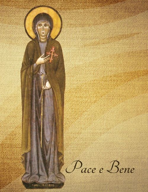 St. Clare Pace e Bene Blank Note Card-Box of 10 Cards and 10 Envelopes