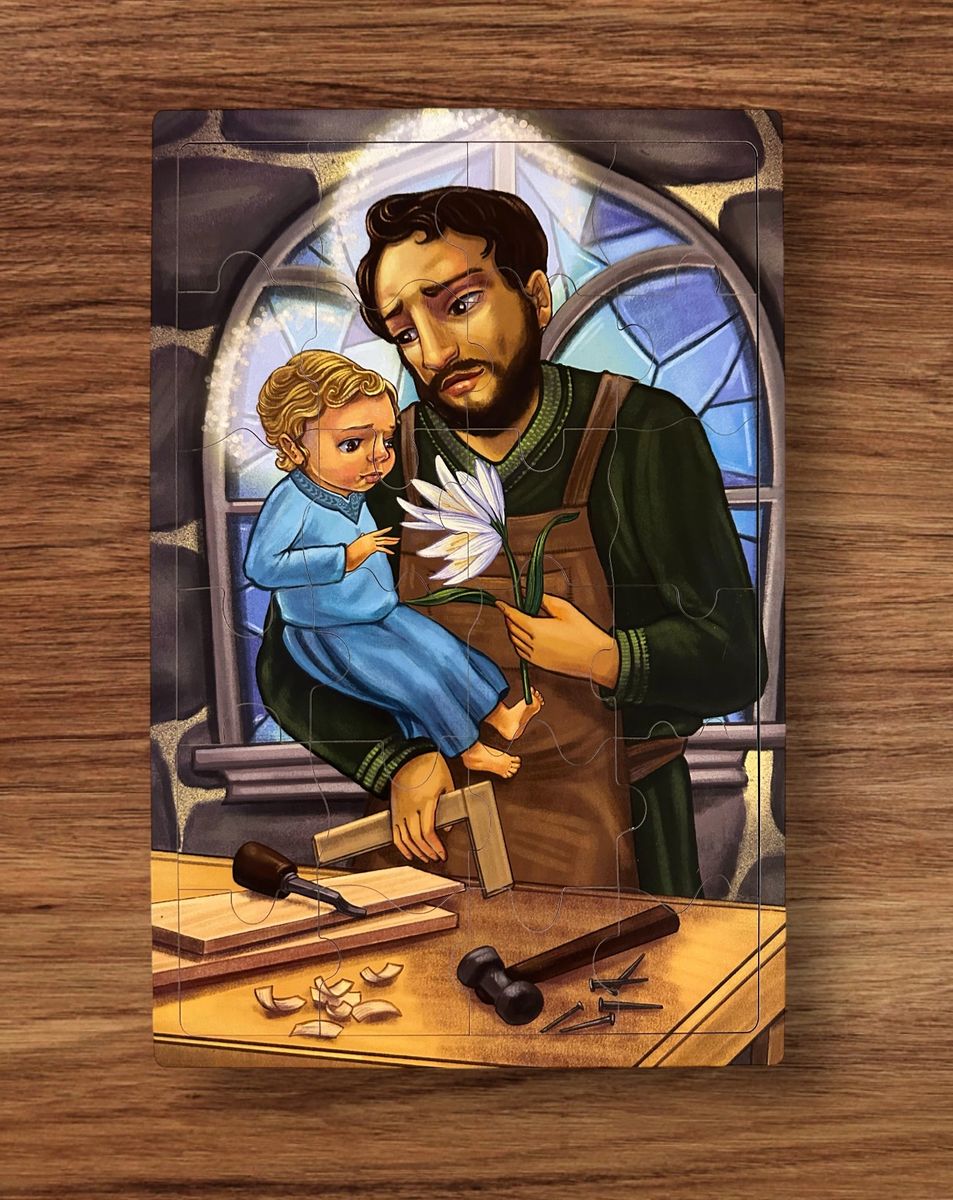 St. Joseph-24 Piece Wood Puzzle in a Wood Tray