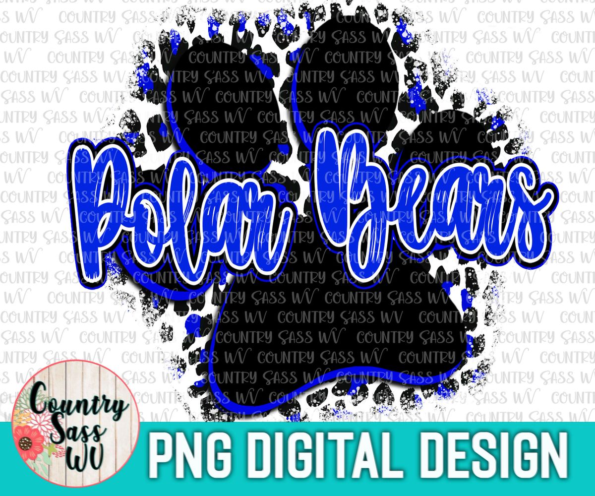 Polar Bears Blue Paw PNG Design