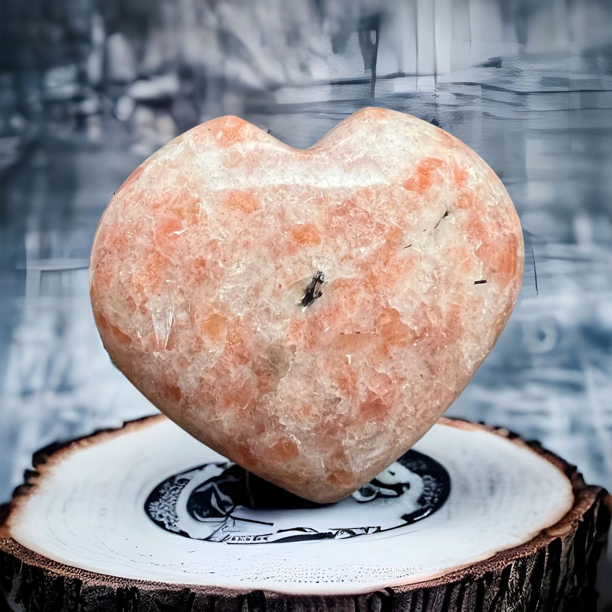 Sunstone Heart Palm Stone