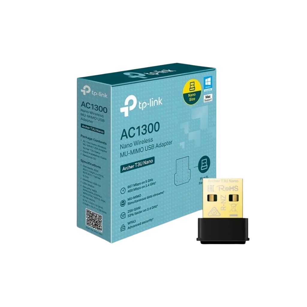 Adaptador USB Wi-Fi TP-Link Archer T3U Nano Doble Banda 2.4/5GHz 400 + 867 Mbps Nano