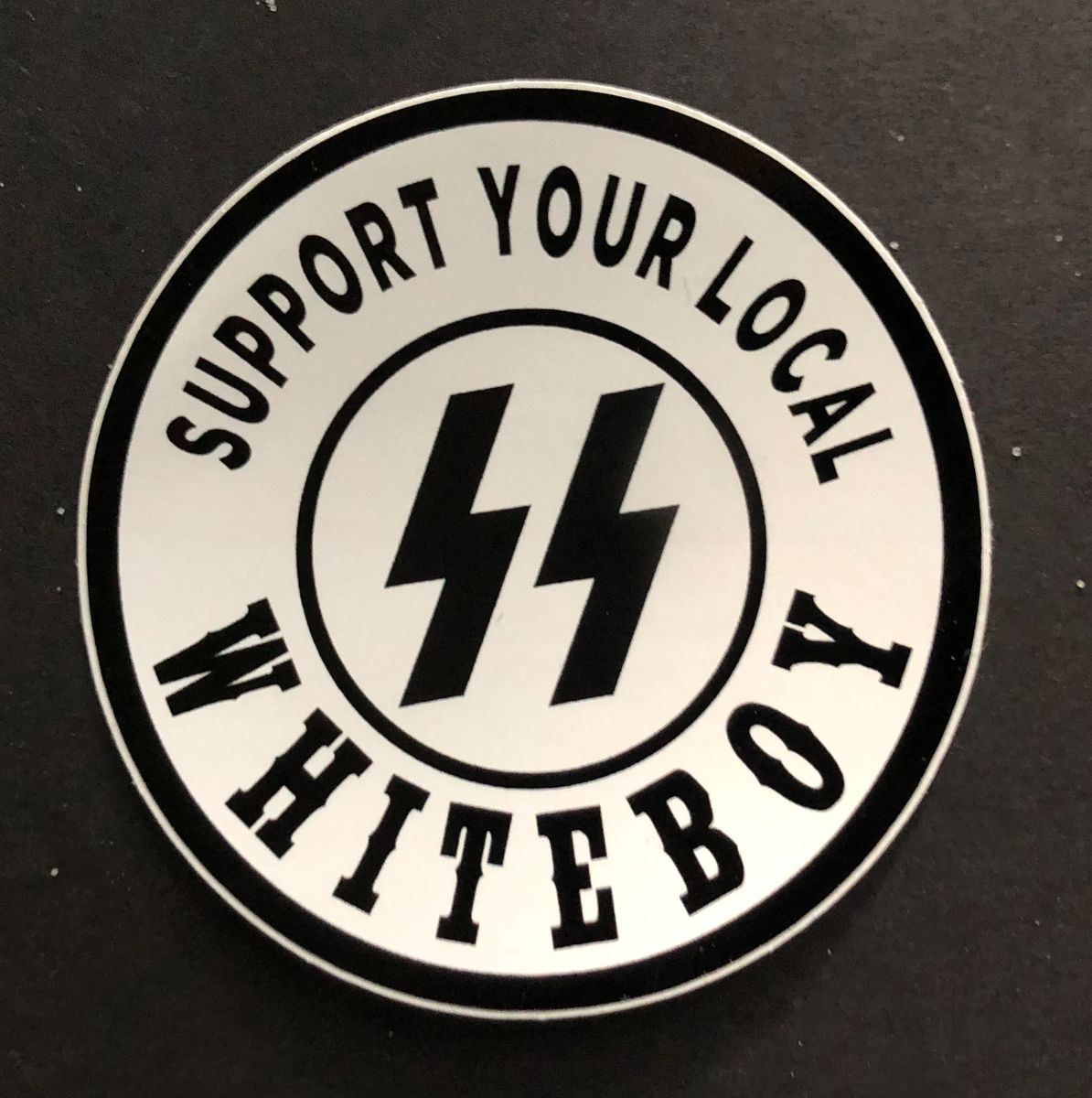 Round Support Your Local Whiteboy w/ Bolts Sticker