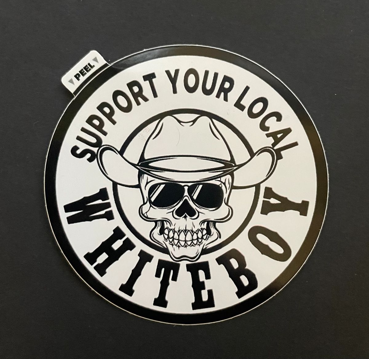 Round Support Your Local Whiteboy Cowboy Logo Sticker
