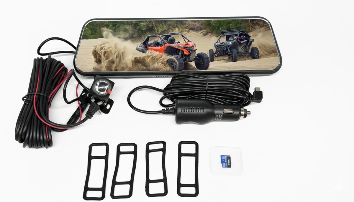 UTV Mirror Dash Cam,Rear View Mirror Camera,10'' Smart Touch Screen