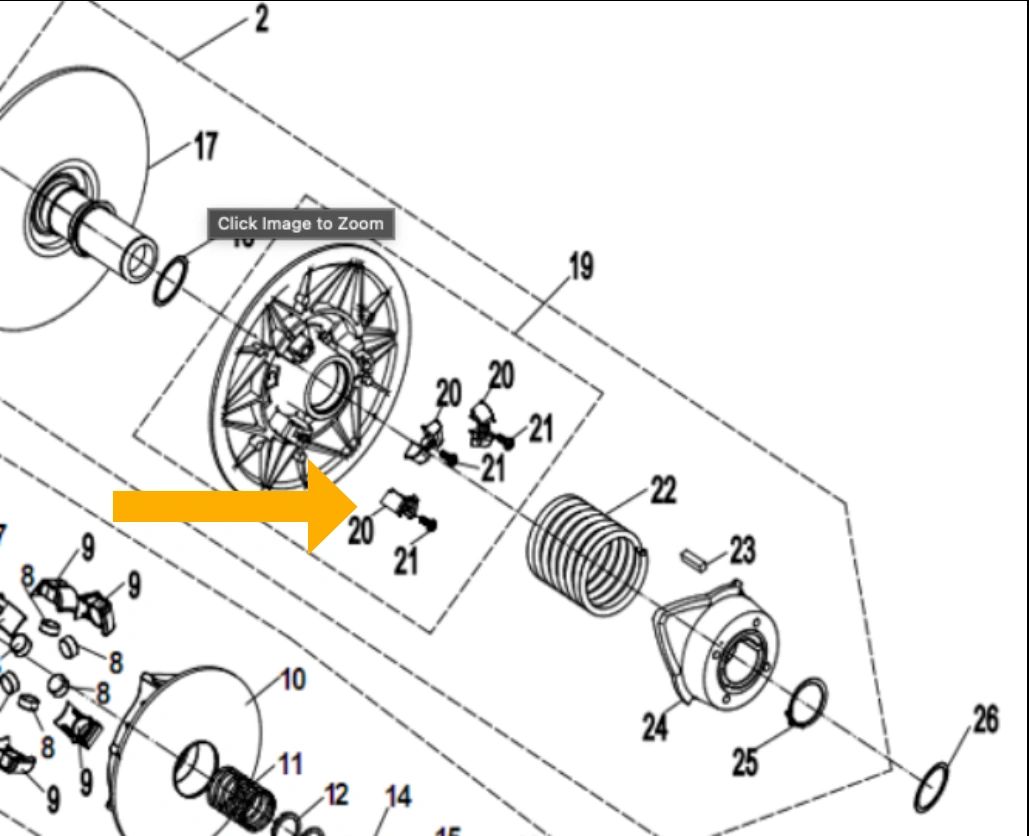 Nylon Block for Driven Pulley. CF Moto listed part number is 0GR0 ...