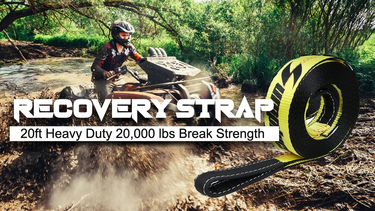 Recovery Strap 20ft Heavy Duty 20,000 lbs Break Strength