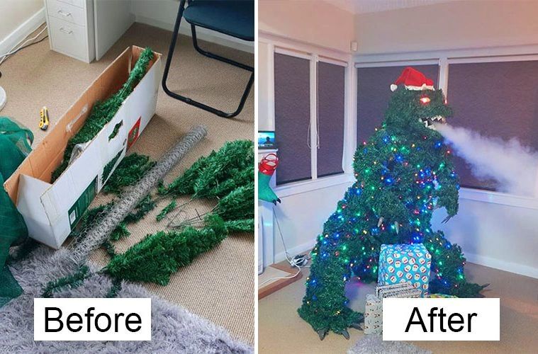 Steven Newland Created A Smoke-Breathing Godzilla Christmas Tree
