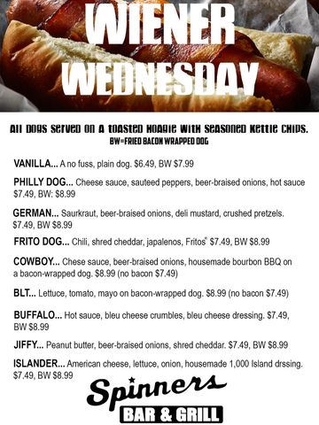 Food Menu Specials - Spinners Bar and Grill