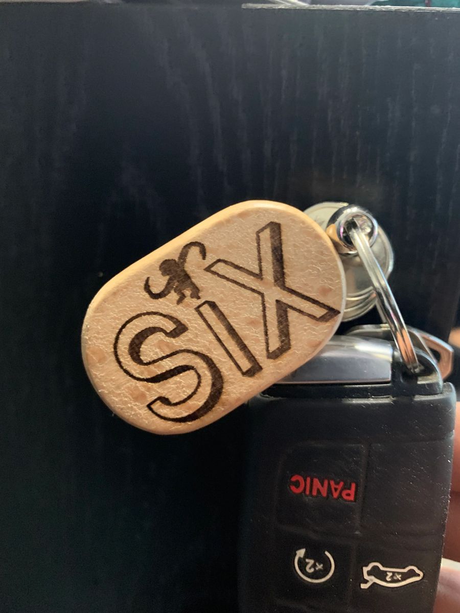 6 Monkeys Wood Keychain