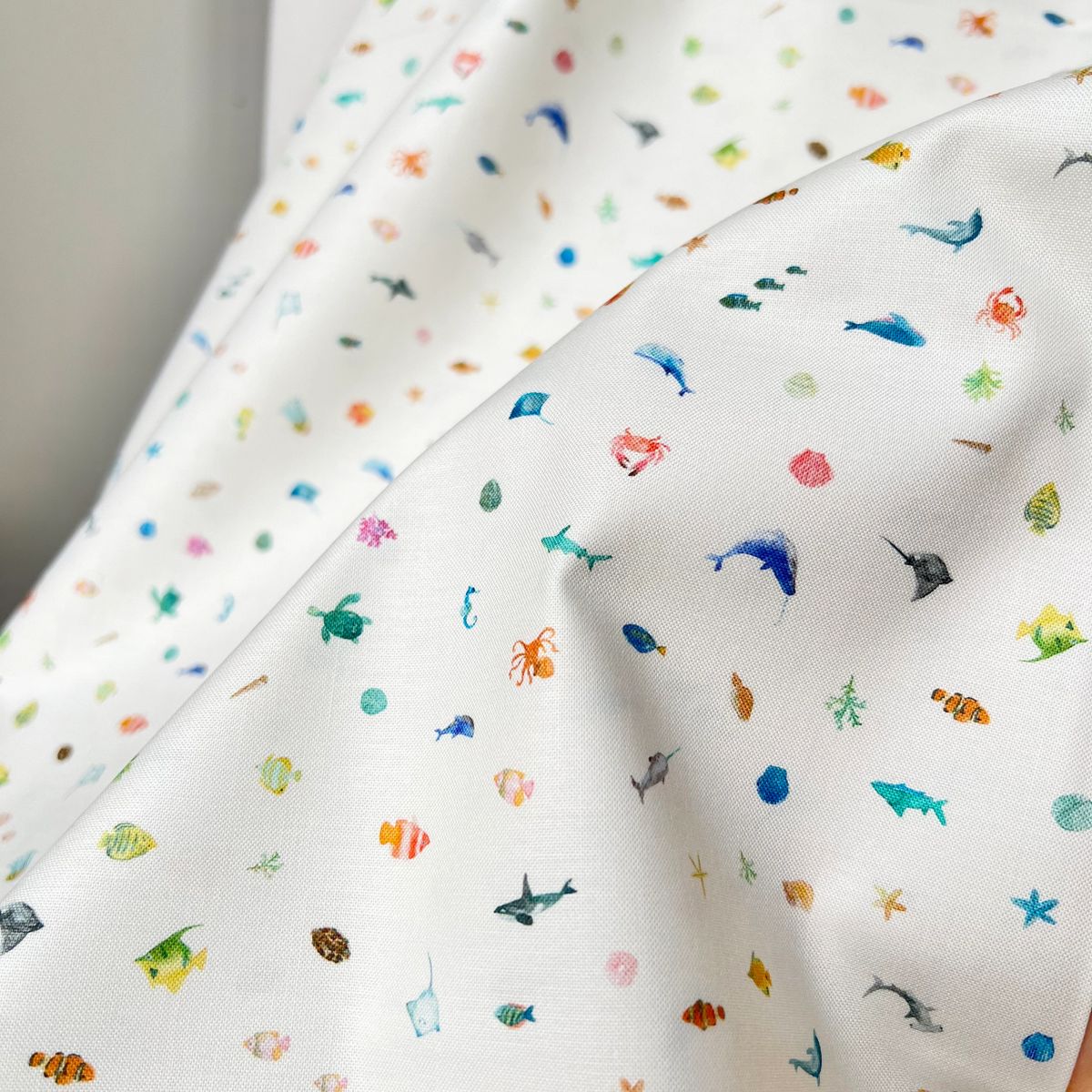 Colorful Sea Creatures on Light Off- White- ‘Under The Sea” Lewis ...