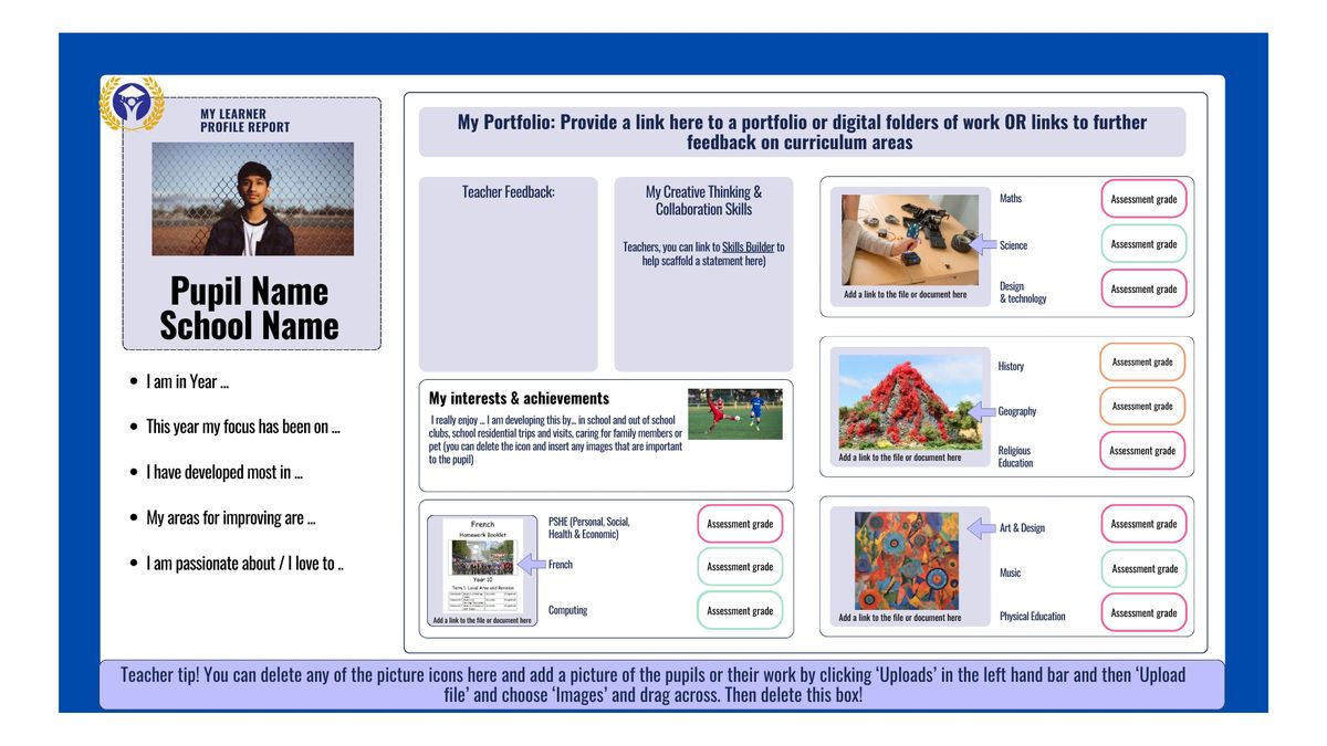 Pupil Report Profile KS4 with Photos of work