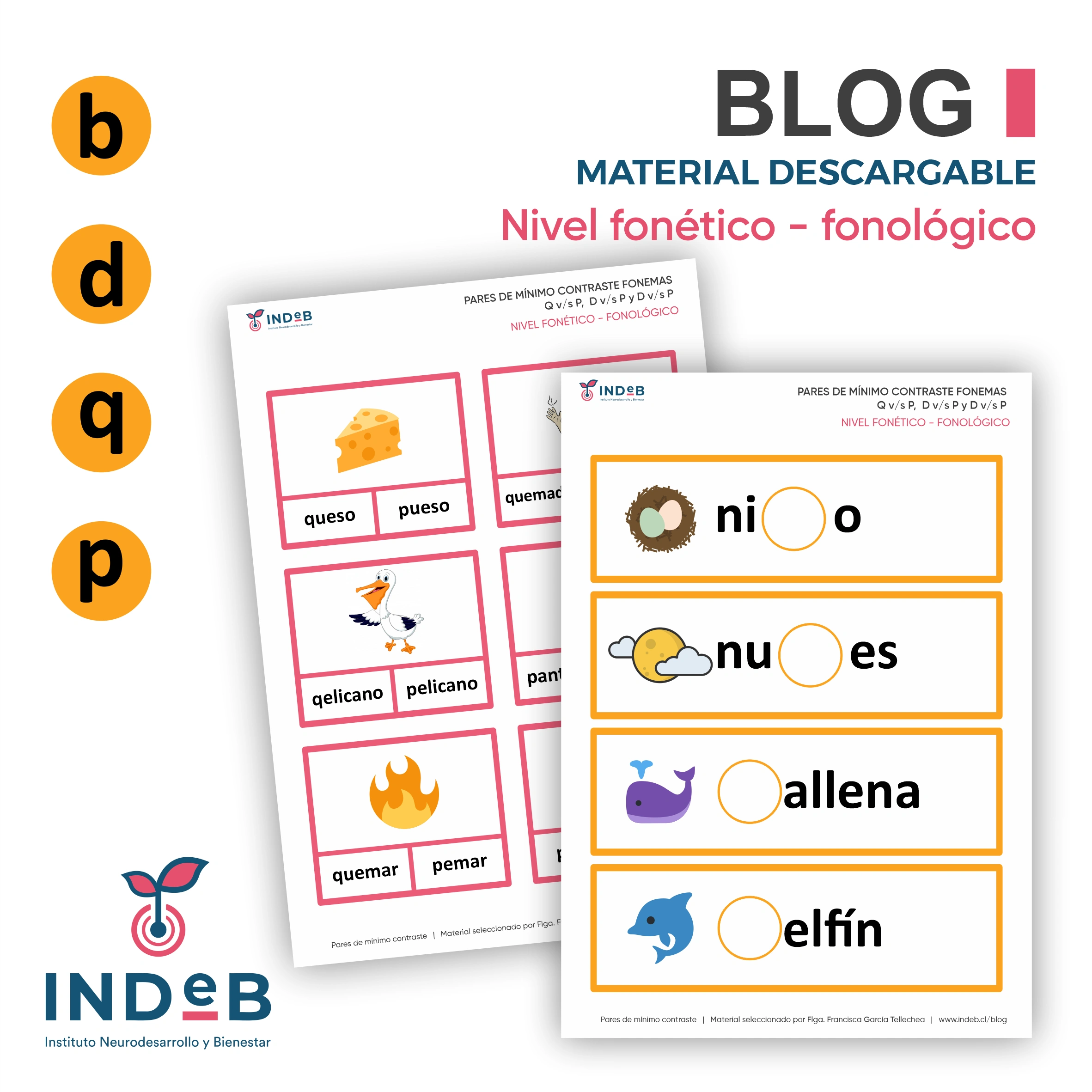 Pares de mínimo contraste fonemas Q v/s P, D v/s P y D v/s P