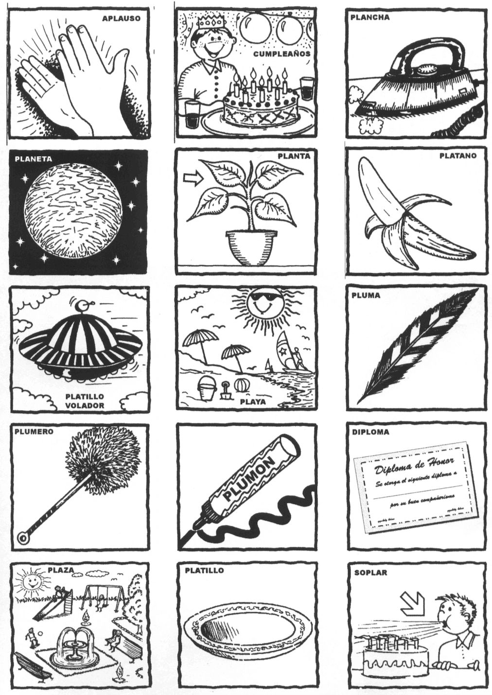 Plantillas dibujos dífonos consonánticos con /L/