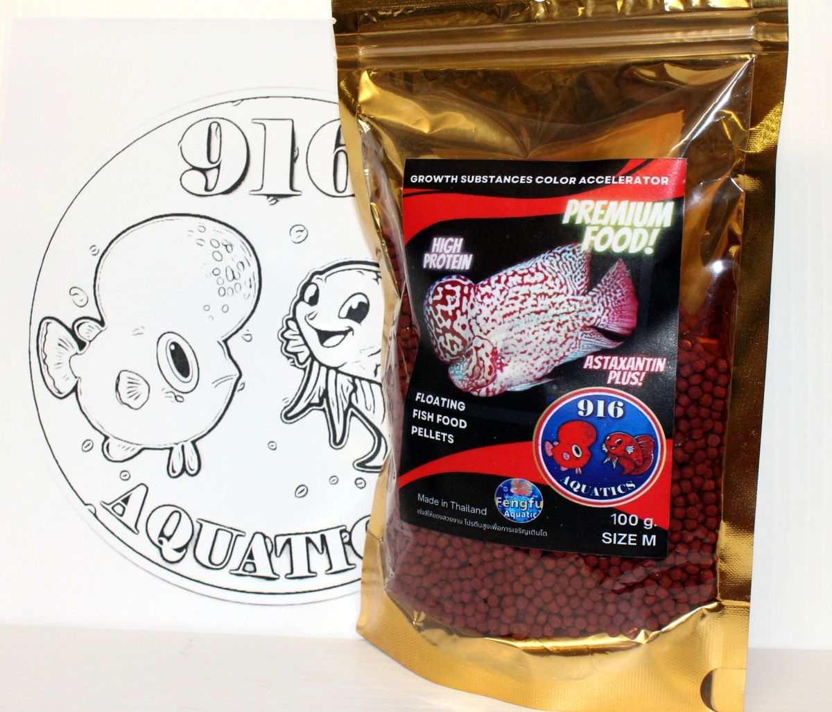 916 House Flowerhorn Food Complete Diet Color and Kok 100 Gram F916