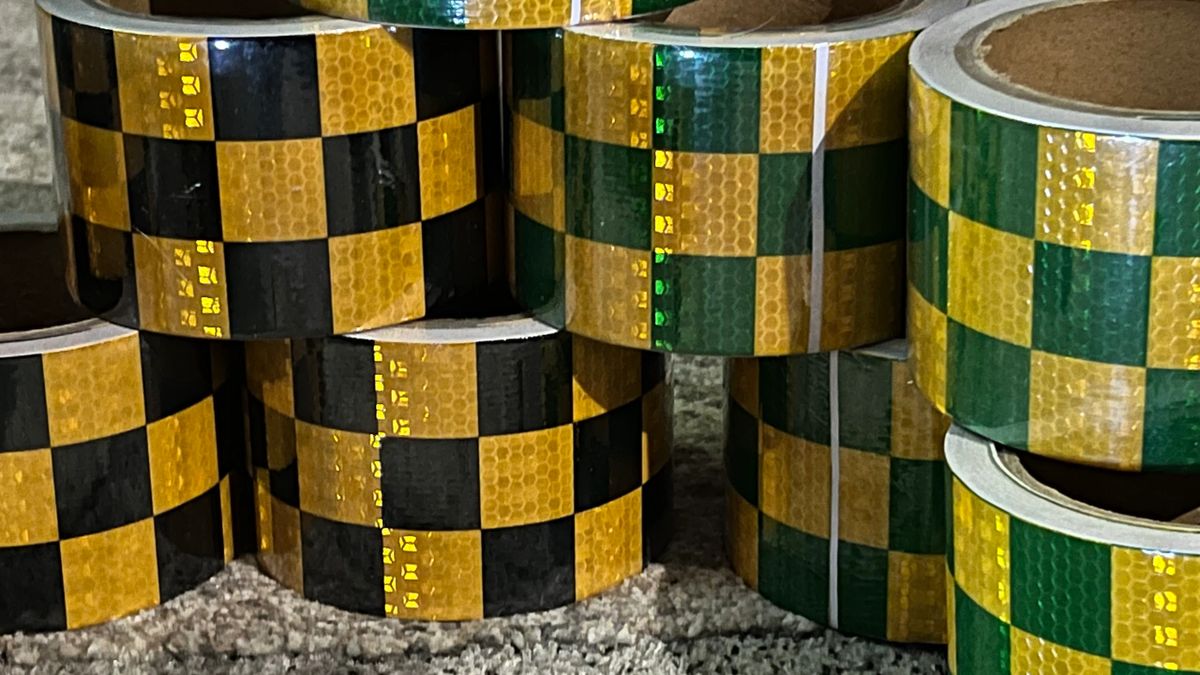 Reflective Yellow/Black Checker decals 75mm x 10m Roll - Stock RUN OUT ...