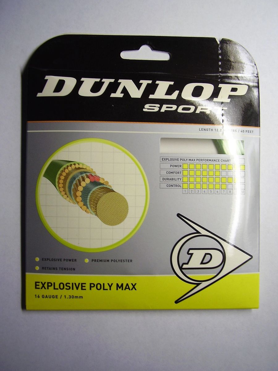 DUNLOP EXPLOSIVE POLY MAX TENNIS RACQUET STRING 1.3MM 16 GAUGE