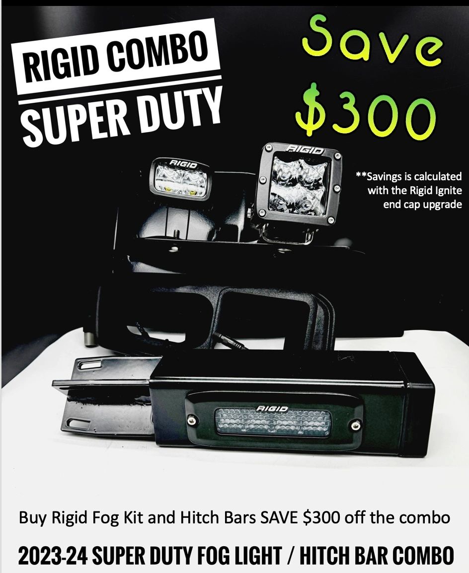 2023-25 BMC SUPER DUTY FRONT FOG / REAR HITCH BAR COMBO KIT - RIGID PROMO