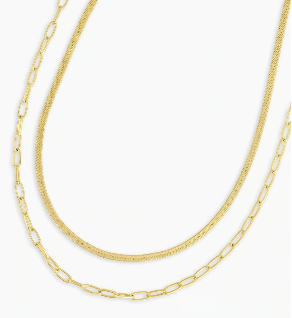 Multi layer python paperclip chains - gold