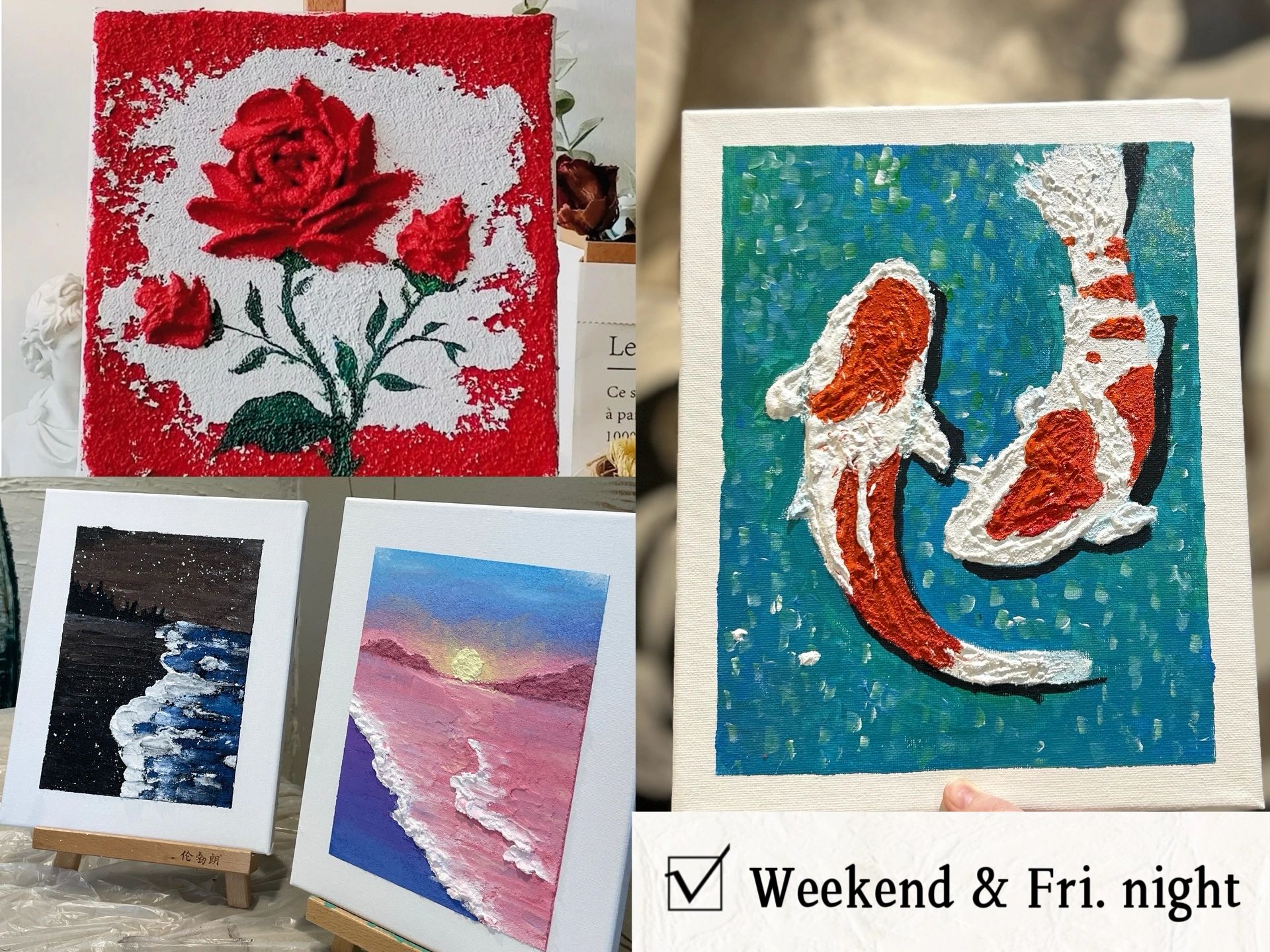 3D Textured Acrylic Canvas Painting Class