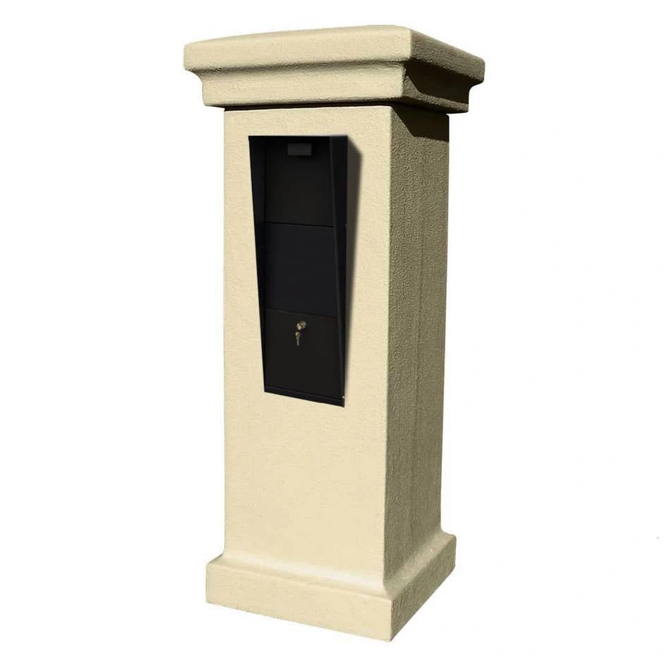 Manchester Stucco Column with the Vacation Locking Mailbox