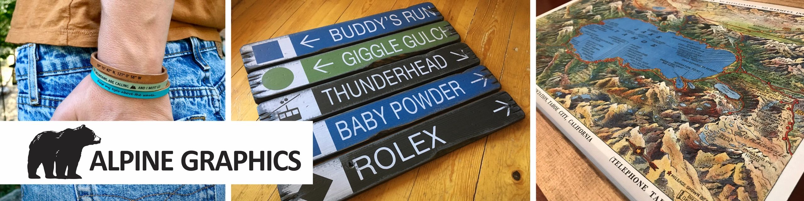 Alpine Graphics Rustic Wood Trail Signs & Mountain Goods | Alpine ...