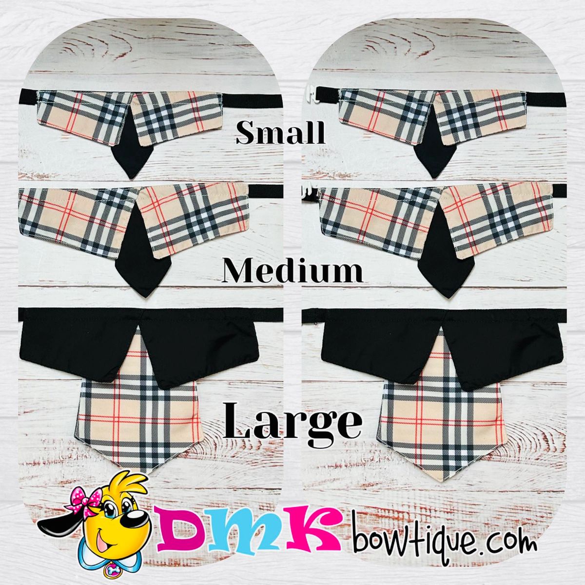 Burberry Theme Boy Collars with Ties on Adjustable Bands - 3 Sizes to ...