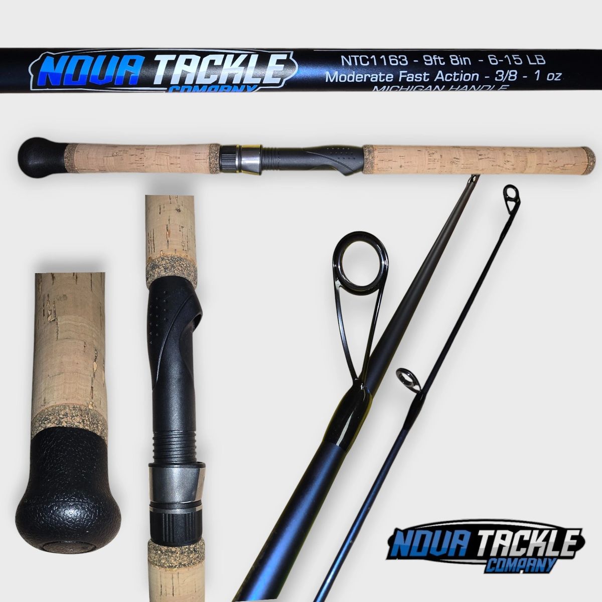 NTC1163 9'8", 2 piece, 6-15lb Spinning Rod with Cork Grips with ...