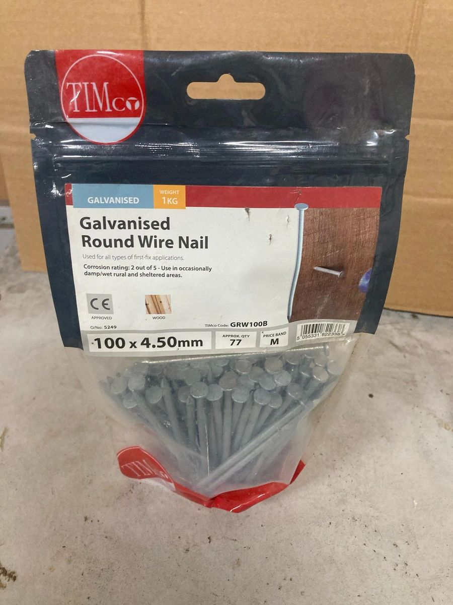 100mm Galvanised Round Wire Nails