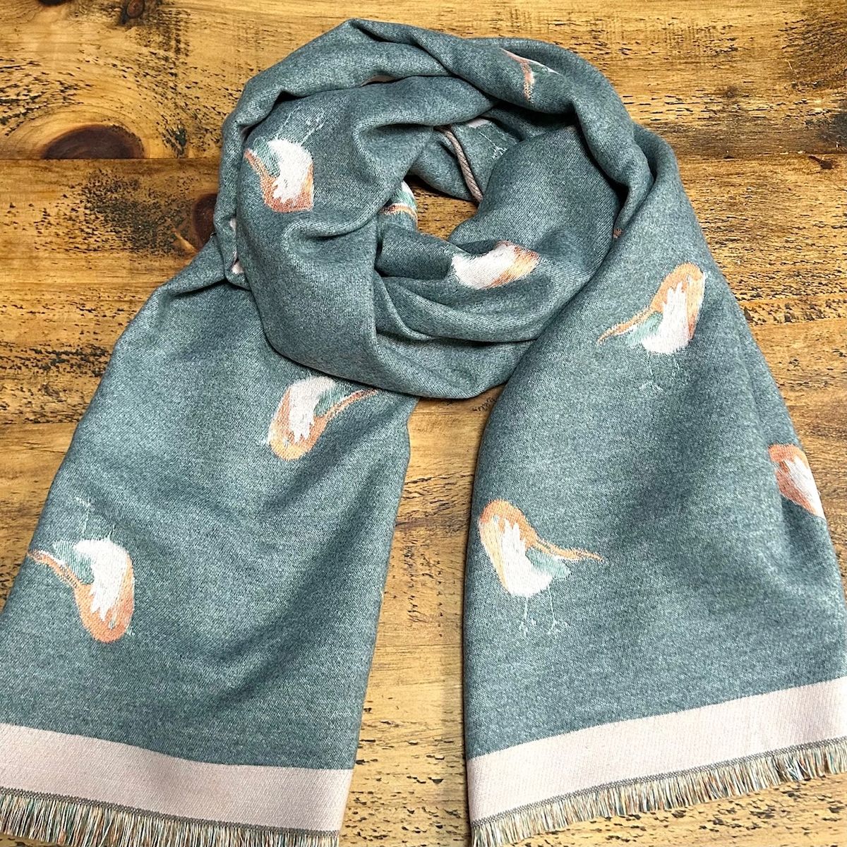 Soft & Cosy Winter Robin Scarf - Grey