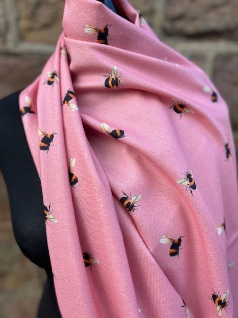 Beautiful Soft Bumble Bee Print Scarf - Pink