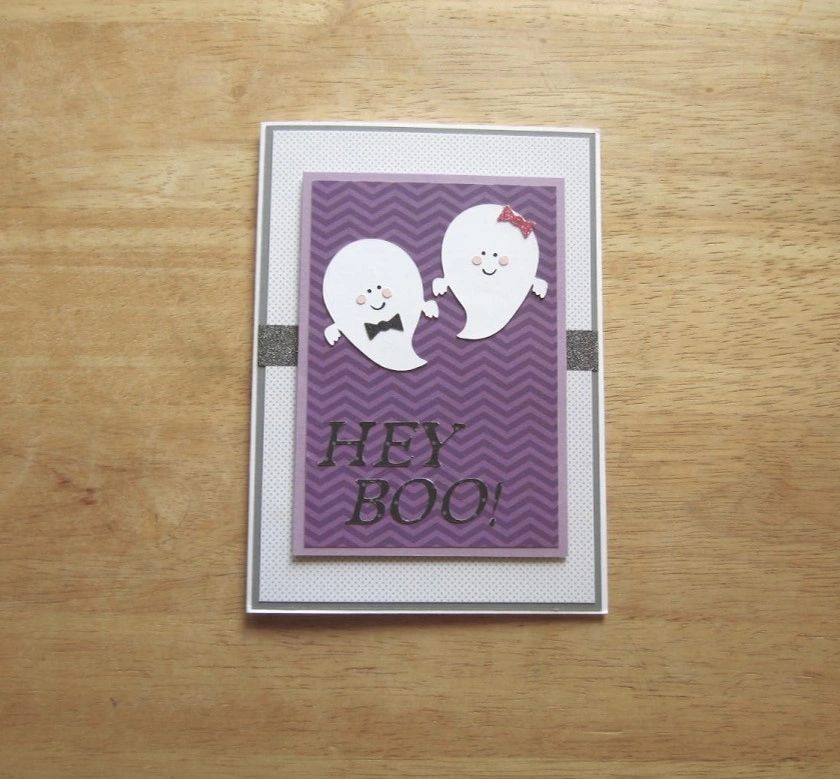 Ghost Card/Halloween Birthday Card/Hey Boo