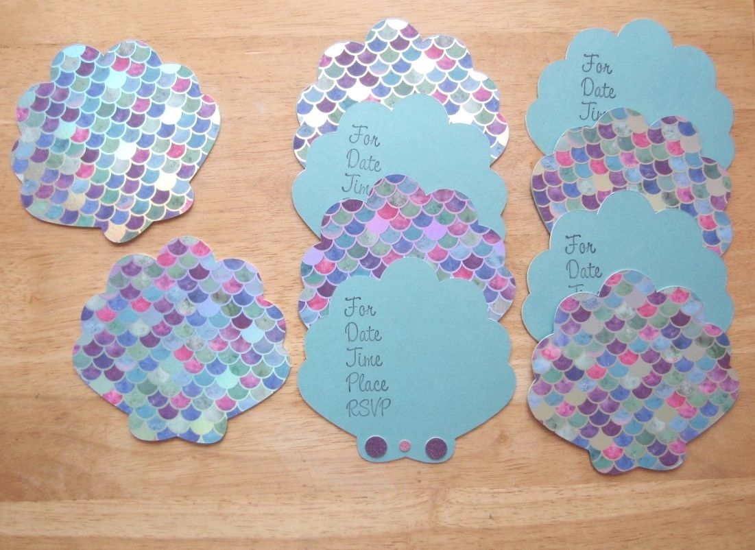 Shell Invitations /Mermaid Birthday Party Invitations (Set of 10)