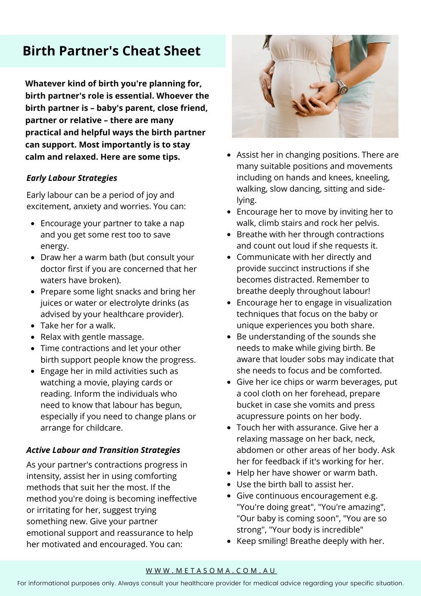 Handout - Birth Partner's Cheat Sheet