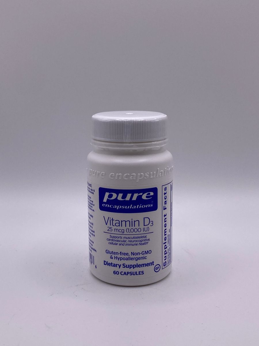 Pure Vitamin D3 25mcg (1,000 IU) 60 Capsules