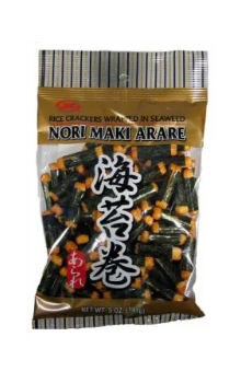 Japanese Nori Maki Arare Rice Crackers with Seaweed Snack, 3 Ounce