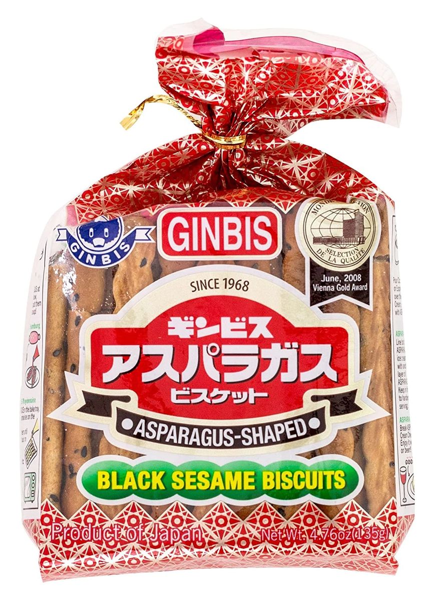 Ginbis Asparagus Shaped, Black Sesame Biscuits