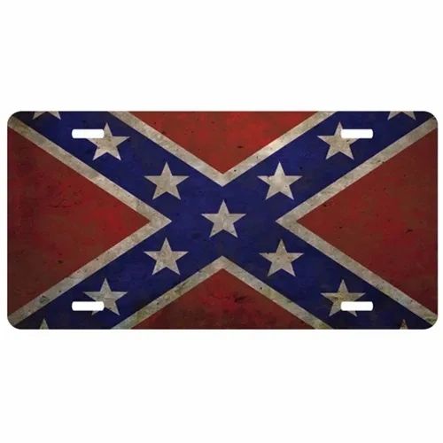 Rustic Confederate Flag License Plate