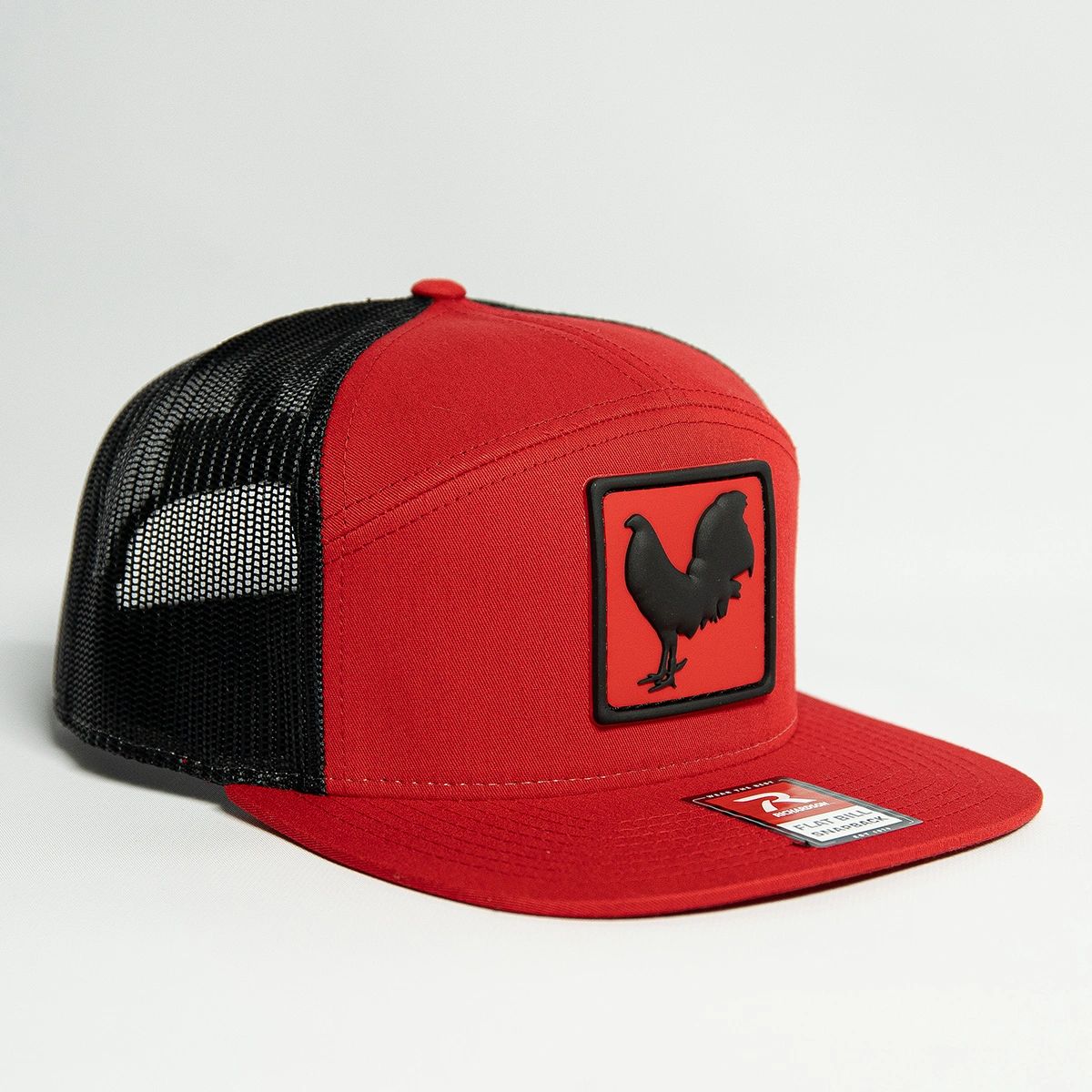 Black/Red 3D Square PVC Patch 7-Panel Red/Black Flat-Bill Richardson ...