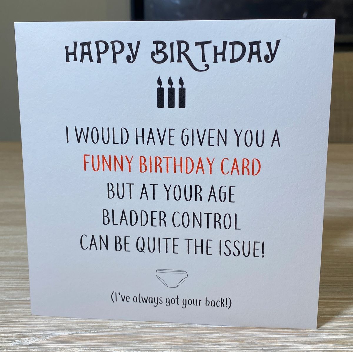 Bladder control birthday card - option to personalise