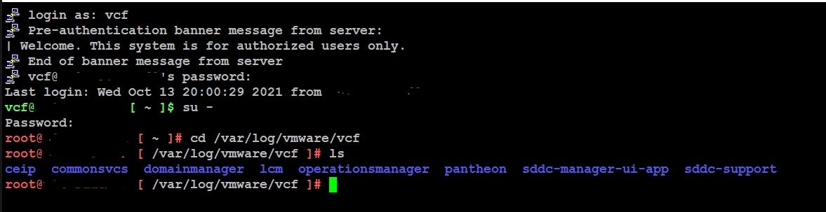 SDDC Manager Log Locations