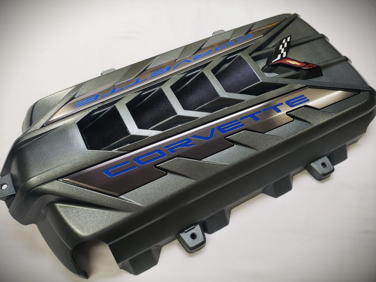 C8 Corvette Engine Cover- Induction Series-Hypersonic Gray- Rapid Blue ...