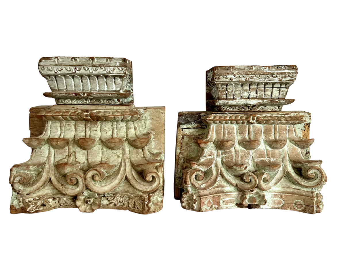 Circa 1800, (2) Architectural Corinthian Pilasters, Federalism Architecture