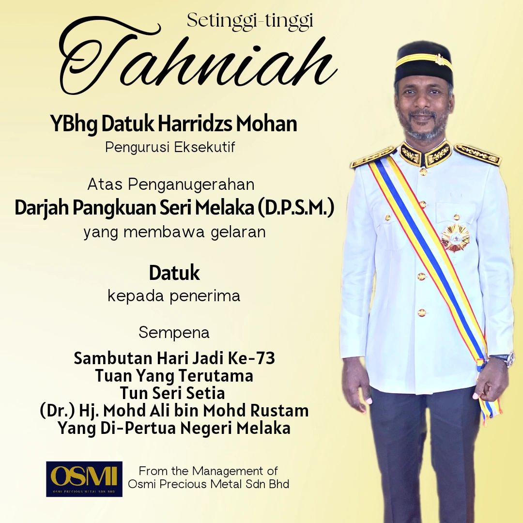 Heartiest Congratulations to YBhg Datuk Harridzs Mohan