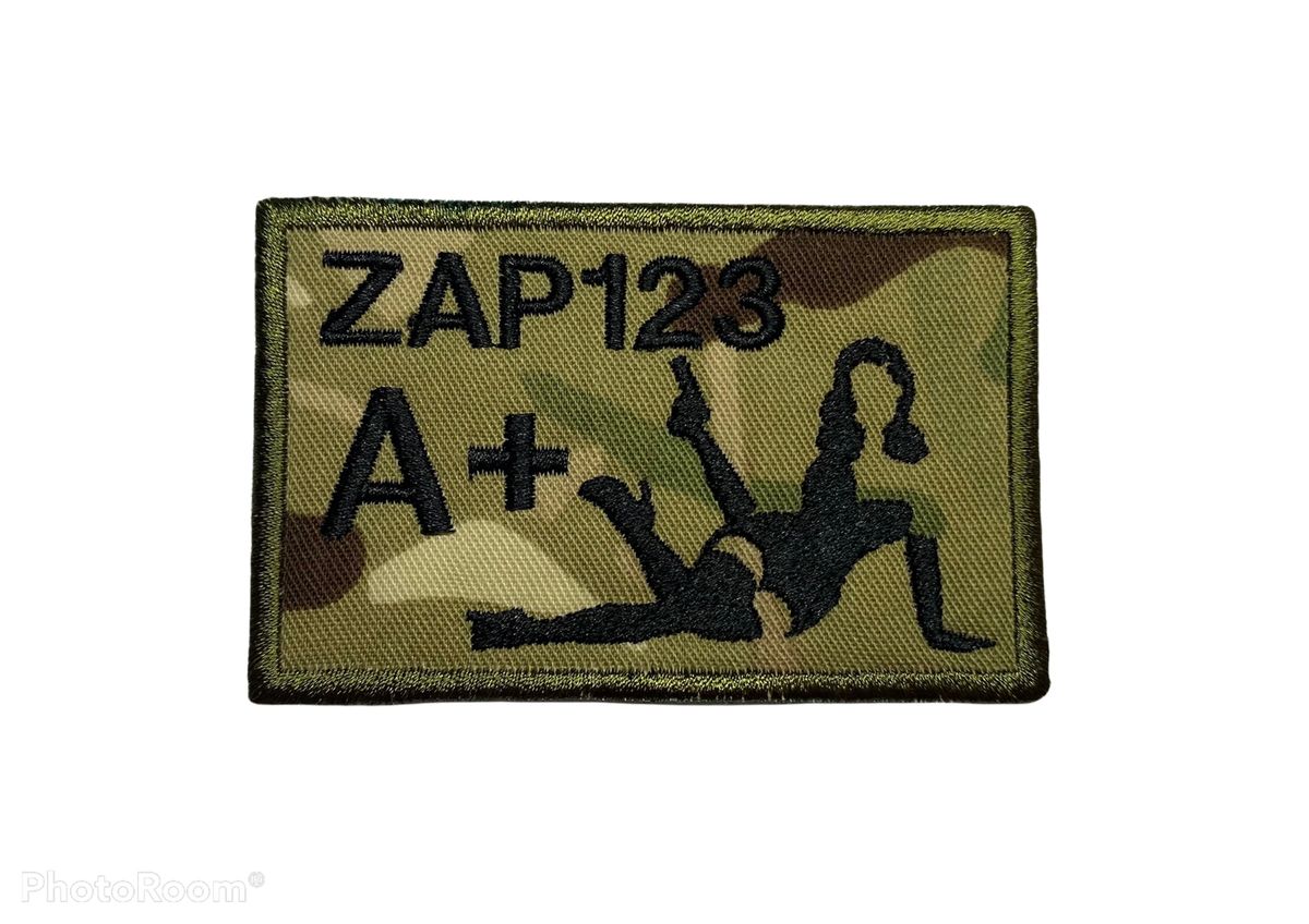Personalised Embroidered Zap patch Woman with Gun