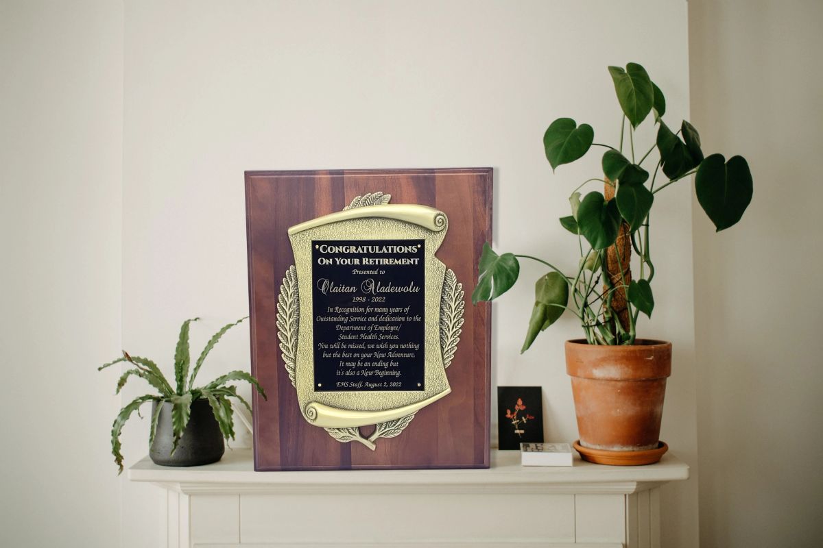 Genuine American Walnut Scroll Plaque
